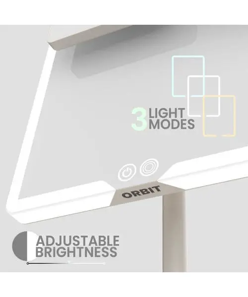LUNA LONDON Orbit Mirror | Led Lighted Vanity Makeup Mirror With 7x Magnification - Soft Stone