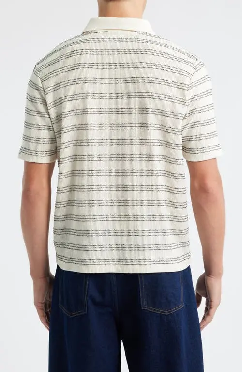 PERCIVAL Laurent Stripe Johnny Collar Cotton Blend Polo