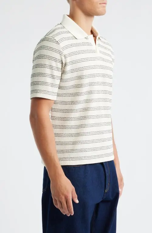 PERCIVAL Laurent Stripe Johnny Collar Cotton Blend Polo