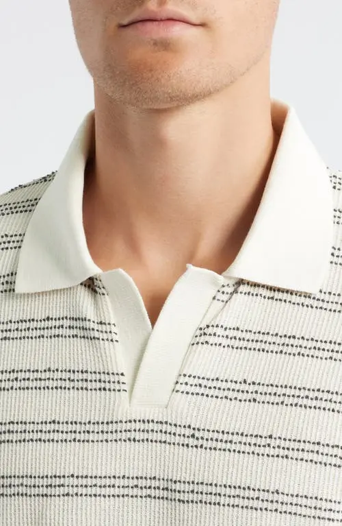 PERCIVAL Laurent Stripe Johnny Collar Cotton Blend Polo