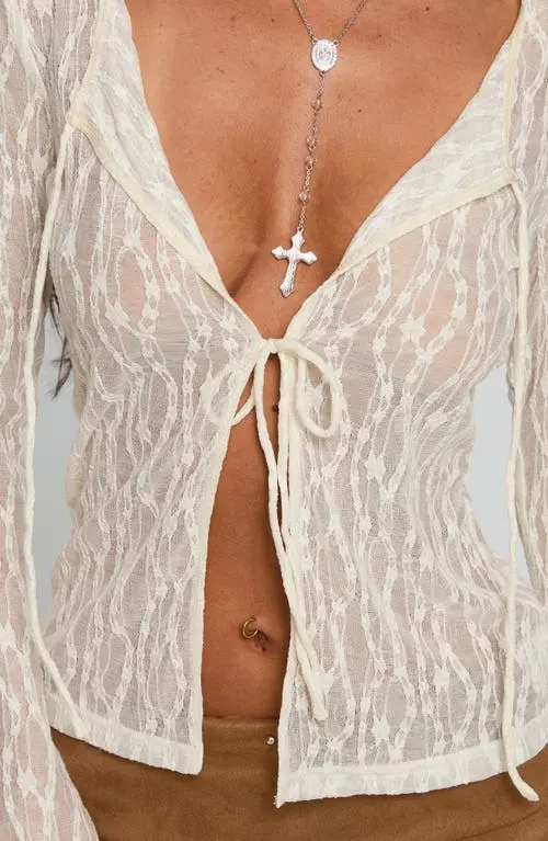 Princess Polly Tie-front Lace Top