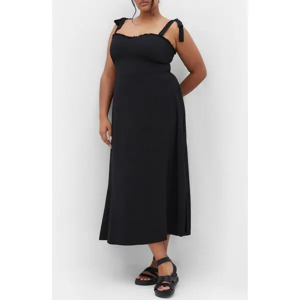City Chic Tie Strap Maxi Dress In Black - 45% Off | Editorialist