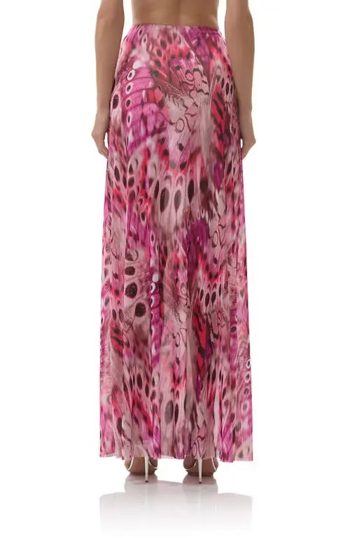 AFRM Batien Printed Mesh Maxi Skirt - Berry Butterfly