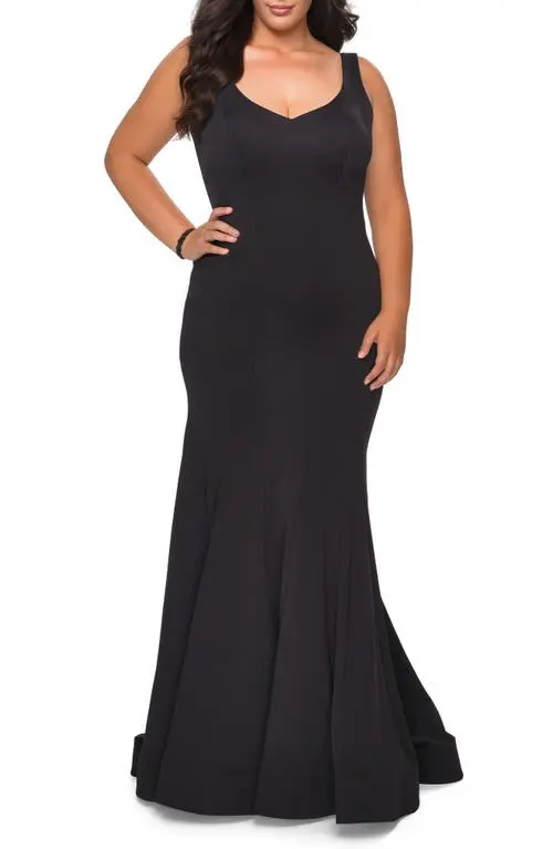 La Femme Long Jersey Mermaid Dress