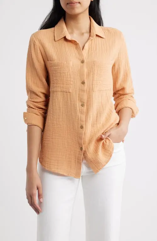 BEACHLUNCHLOUNGE Micaela Cotton Button-up Shirt - Caramel
