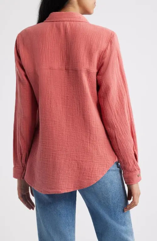 BEACHLUNCHLOUNGE Micaela Cotton Button-up Shirt - Cayenne