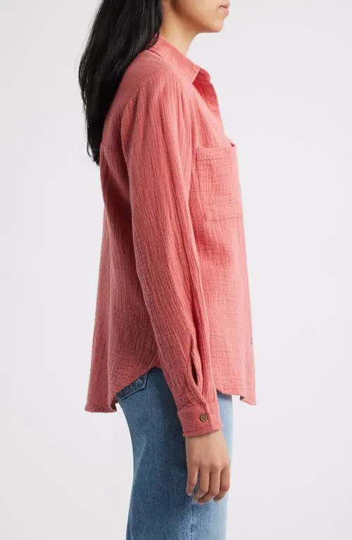 BEACHLUNCHLOUNGE Micaela Cotton Button-up Shirt - Cayenne