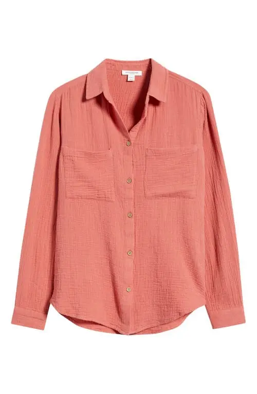 BEACHLUNCHLOUNGE Micaela Cotton Button-up Shirt - Cayenne
