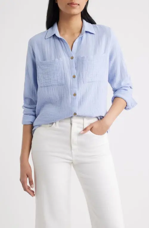BEACHLUNCHLOUNGE Micaela Cotton Button-up Shirt - Light Denim