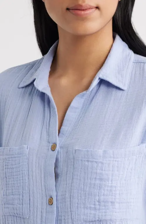 BEACHLUNCHLOUNGE Micaela Cotton Button-up Shirt - Light Denim
