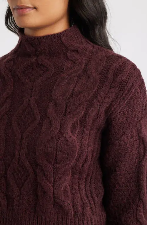 525 America Funnel Neck Cable Knit Sweater