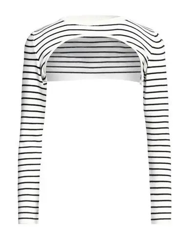 VICOLO Striped Intarsia Knit Shrug - Black