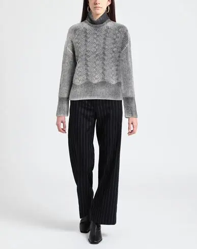 ARAGONA Turtleneck Wool-cashmere Knit Top - Grey
