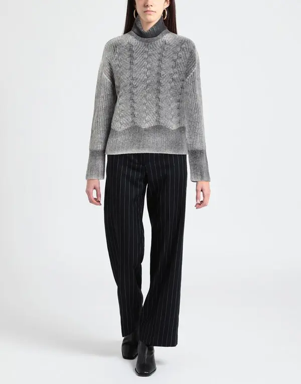 ARAGONA Turtleneck Wool-cashmere Knit Top - Grey