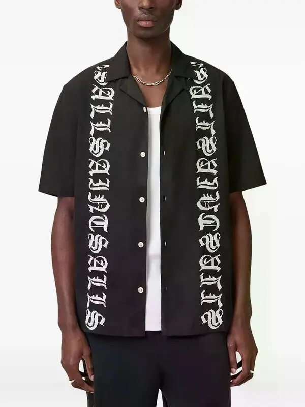 ALLSAINTS Script Embroidery Short-sleeve Shirt - Black