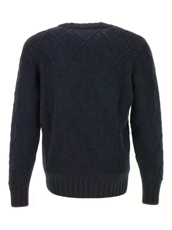 FILIPPO DE LAURENTIIS Diamond-weave Crew-neck Sweater - Blue