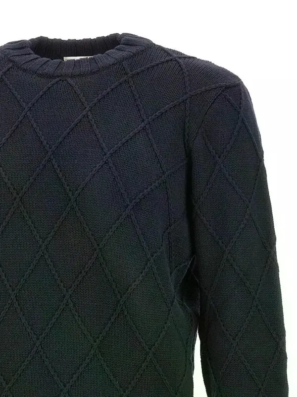 FILIPPO DE LAURENTIIS Diamond-weave Crew-neck Sweater - Blue