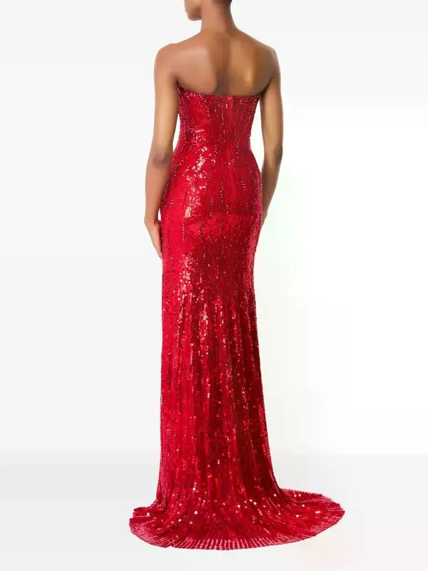 Jenny Packham Sarai Embellished Strapless Maxi Dress - Red