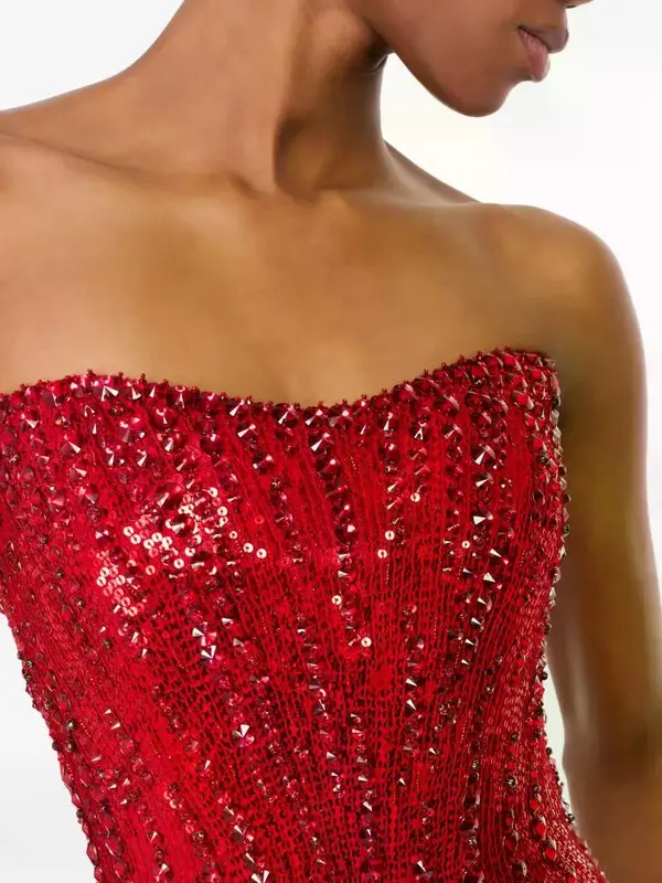Jenny Packham Sarai Embellished Strapless Maxi Dress - Red