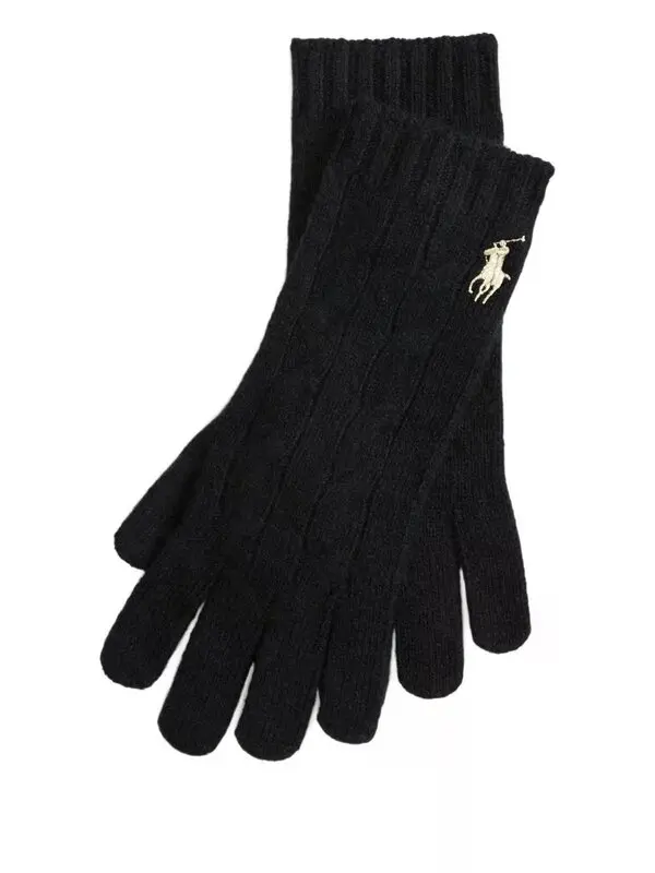 Polo Ralph Lauren Cable-knit Full-finger Gloves - Black