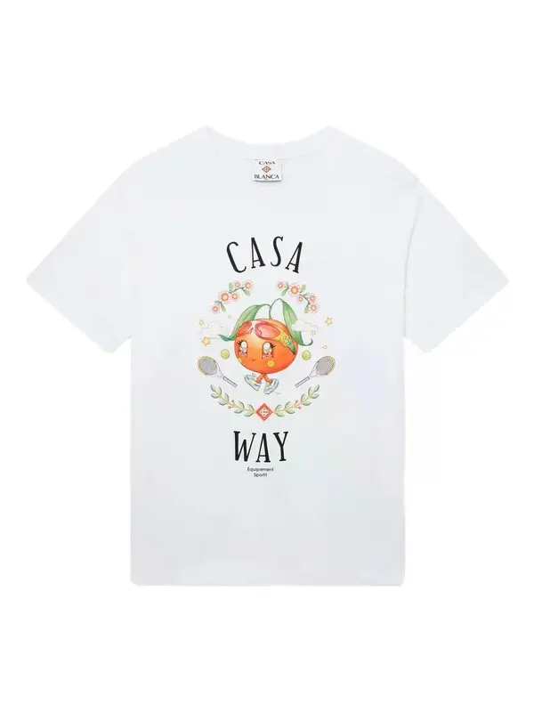 Casablanca Casa Way Orange Mascot T-shirt - White