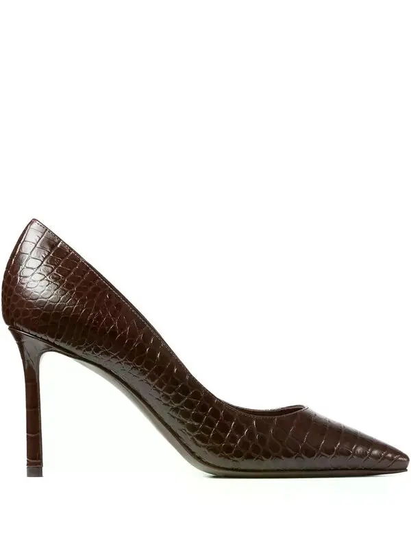 JIMMY CHOO Romy Crocodile-effect Leather Pumps - Brown
