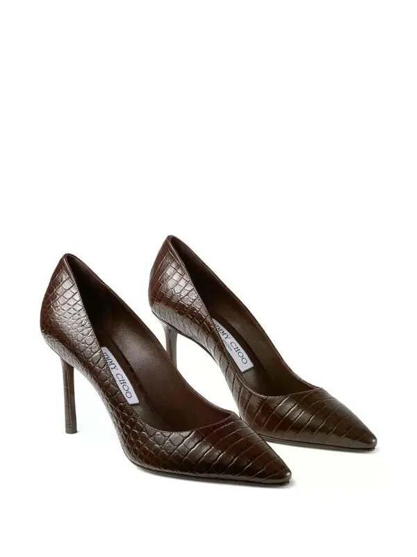 JIMMY CHOO Romy Crocodile-effect Leather Pumps - Brown