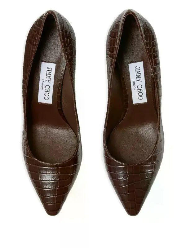 JIMMY CHOO Romy Crocodile-effect Leather Pumps - Brown