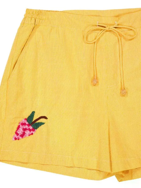 BAZISZT Anab Embroidered-fruit Drawstring Shorts
