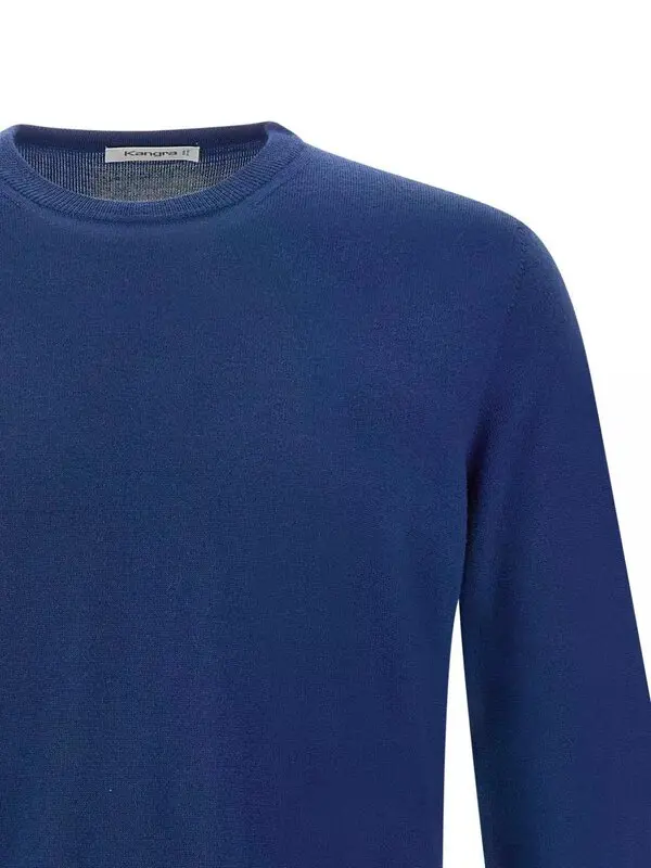 KANGRA Ribbed Crew-neck Sweater - Blue
