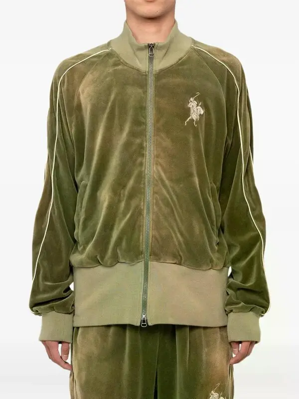 KAMIYA Embroidered Velour Zip-up Jacket