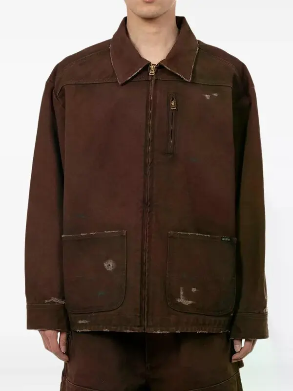 KAMIYA Boro Distressed Zip-front Shirt Jacket