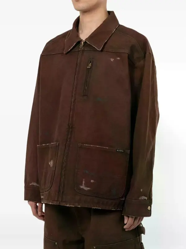 KAMIYA Boro Distressed Zip-front Shirt Jacket
