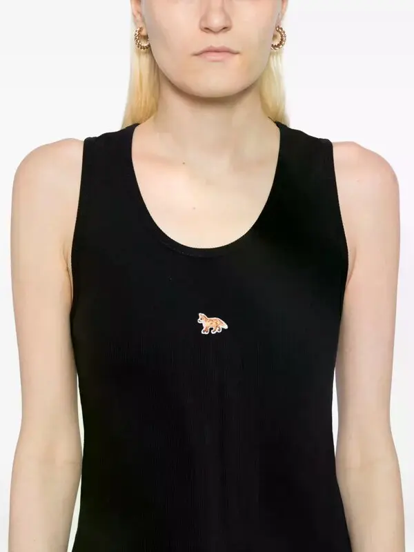 Maison Kitsuné Fox-embroidered Tank Top - Black