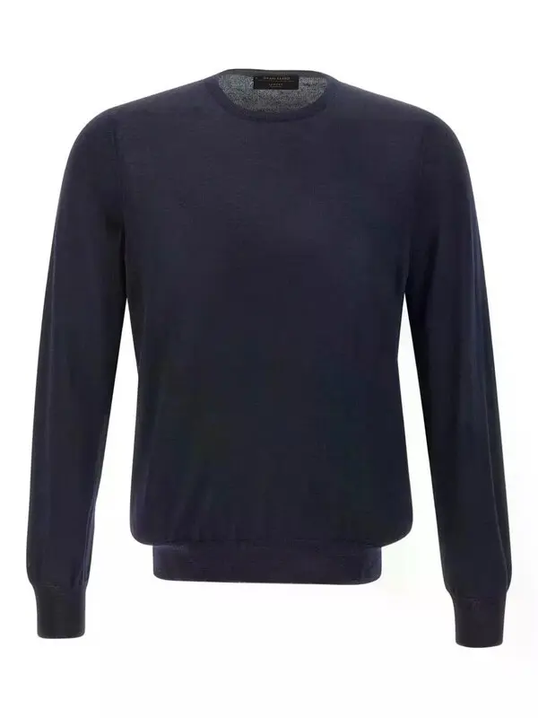 GRAN SASSO Crew-neck Ribbed-edge Sweater - Blue