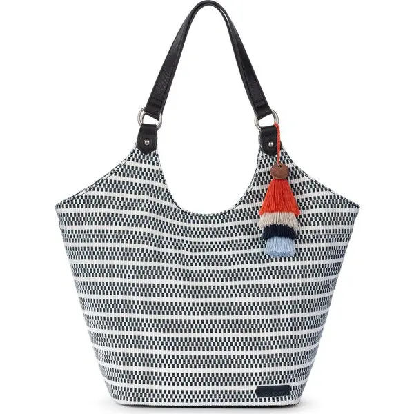 THE SAK Roma Expandable Shopper - Black & White Woven
