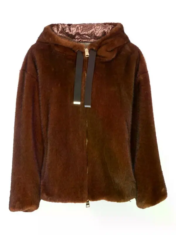 Herno Faux-fur Hooded Jacket - Brown