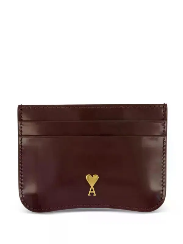 AMI Paris Paris Paris Heart Logo Leather Cardholder - Brown
