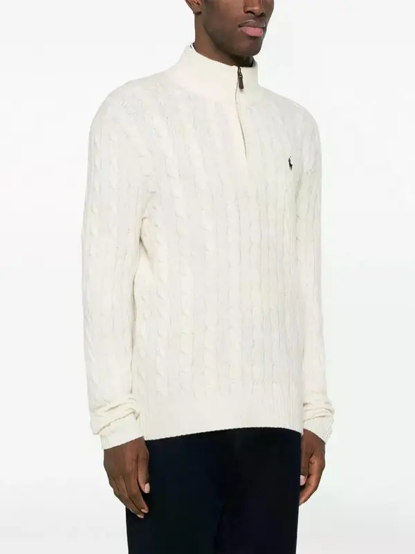 Polo Ralph Lauren Logo-embroidered Wool-blend Jumper - Neutrals