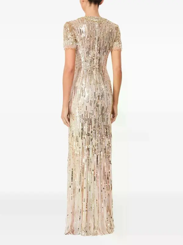 Jenny Packham Nova Sequin-embellished Keyhole-neck Maxi Dress