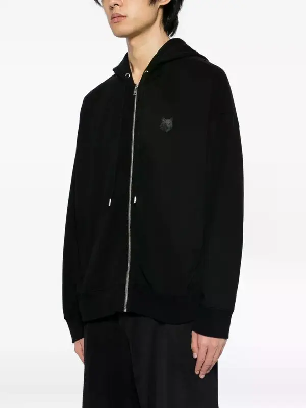 Maison Kitsuné Fox-head Patch Zip-up Hoodie - Black