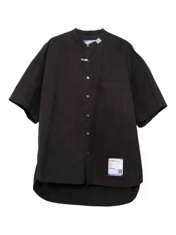 IN･STRU(MEN-TAL). Half-sleeve Band-collar Shirt - Black