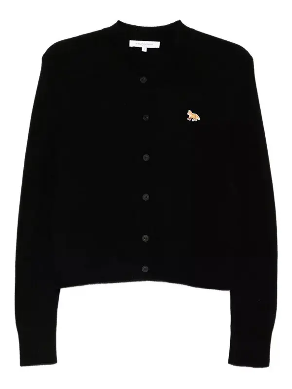 Maison Kitsuné Baby Fox-embroidered Wool Cardigan - Black
