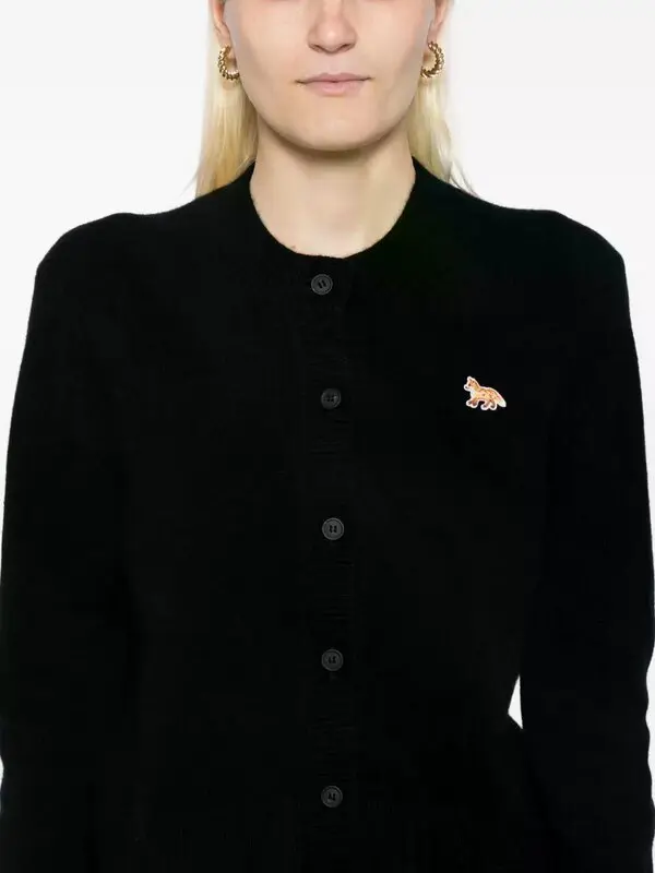 Maison Kitsuné Baby Fox-embroidered Wool Cardigan - Black