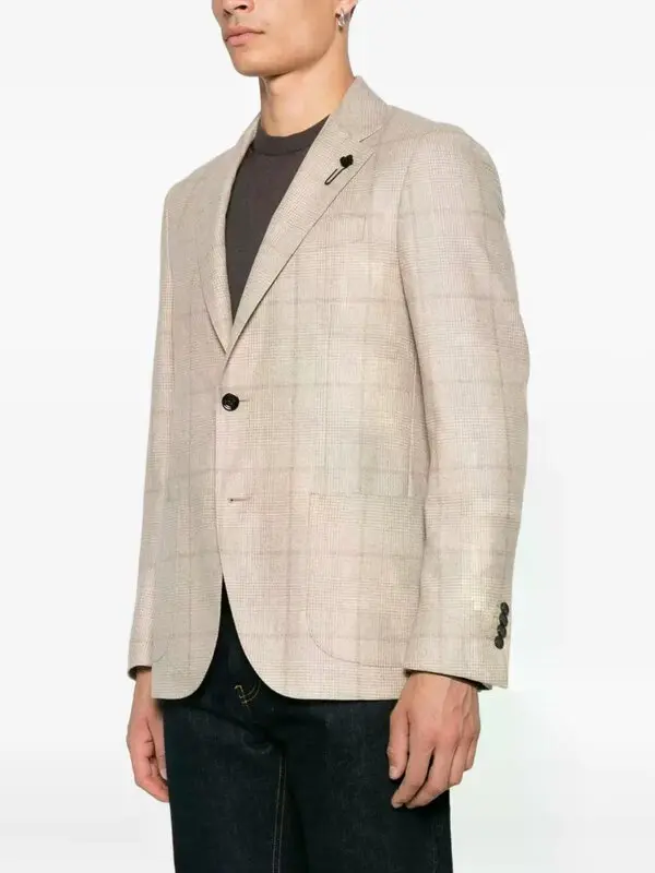 LARDINI Checked Two-button Jacket - Neutrals