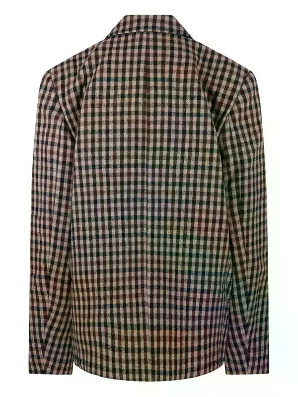 GANNI Gingham Check Buttoned Blazer - Brown