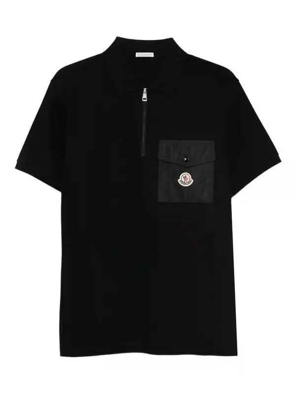 Moncler Half-zip Patch-pocket Polo Shirt - Black