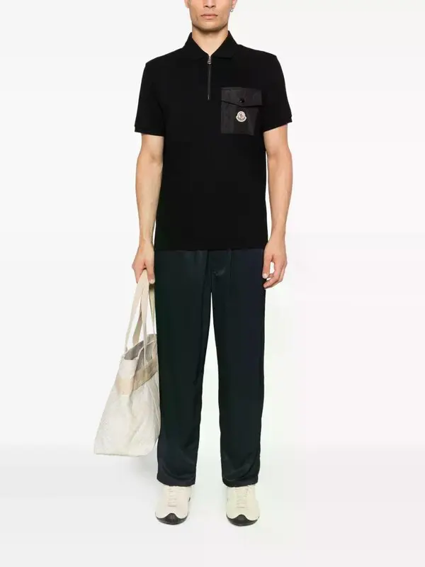 Moncler Half-zip Patch-pocket Polo Shirt - Black