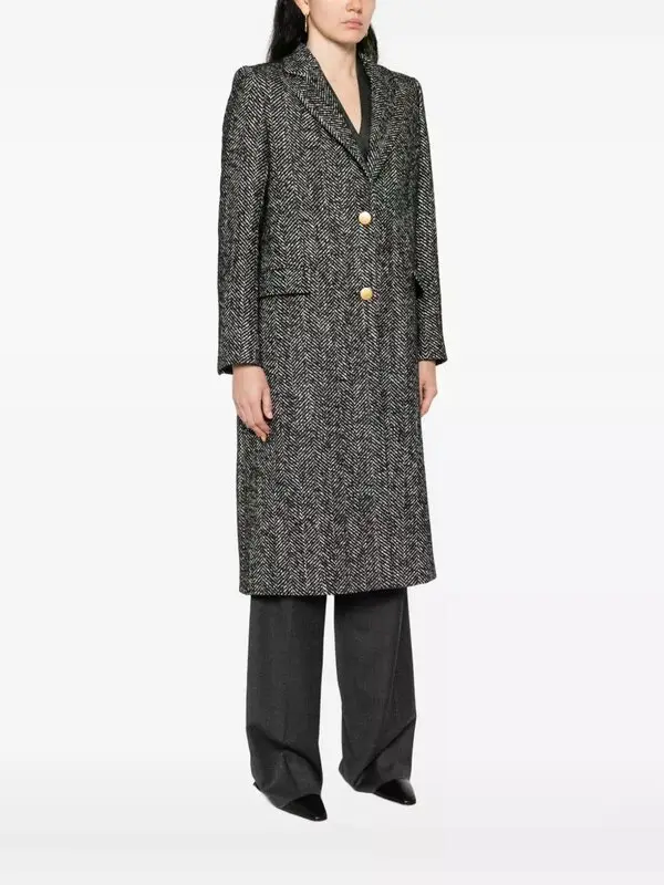 Tagliatore Herringbone Coat With Button Detail