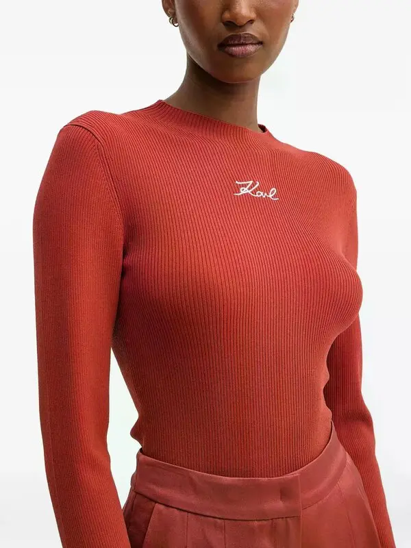 Karl Lagerfeld Ribbed Logo-embroidered Sweater